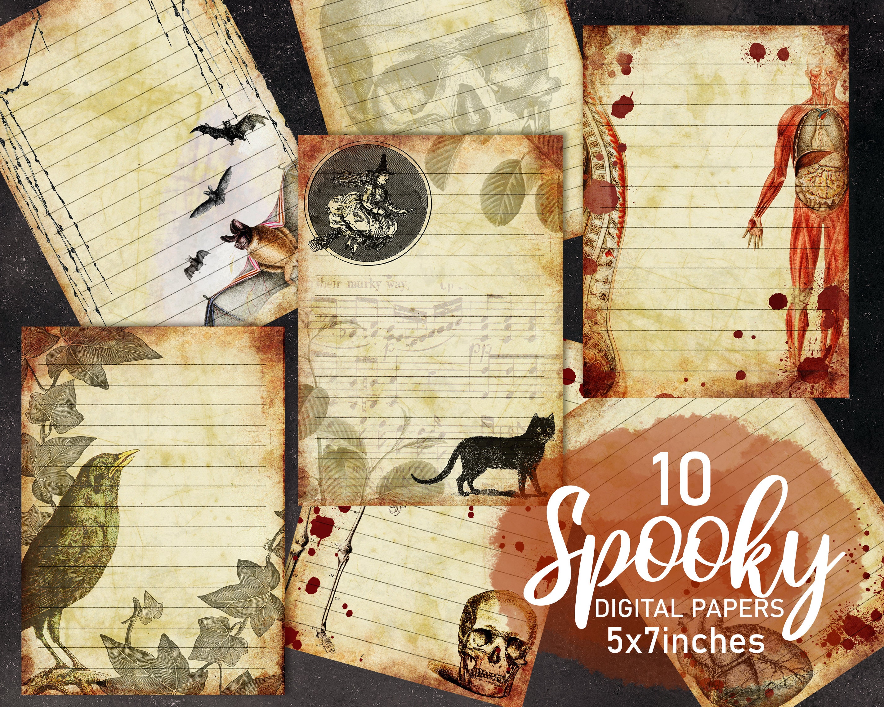 Spooky Digital writing paper Horror letter writing stationary | Etsy
