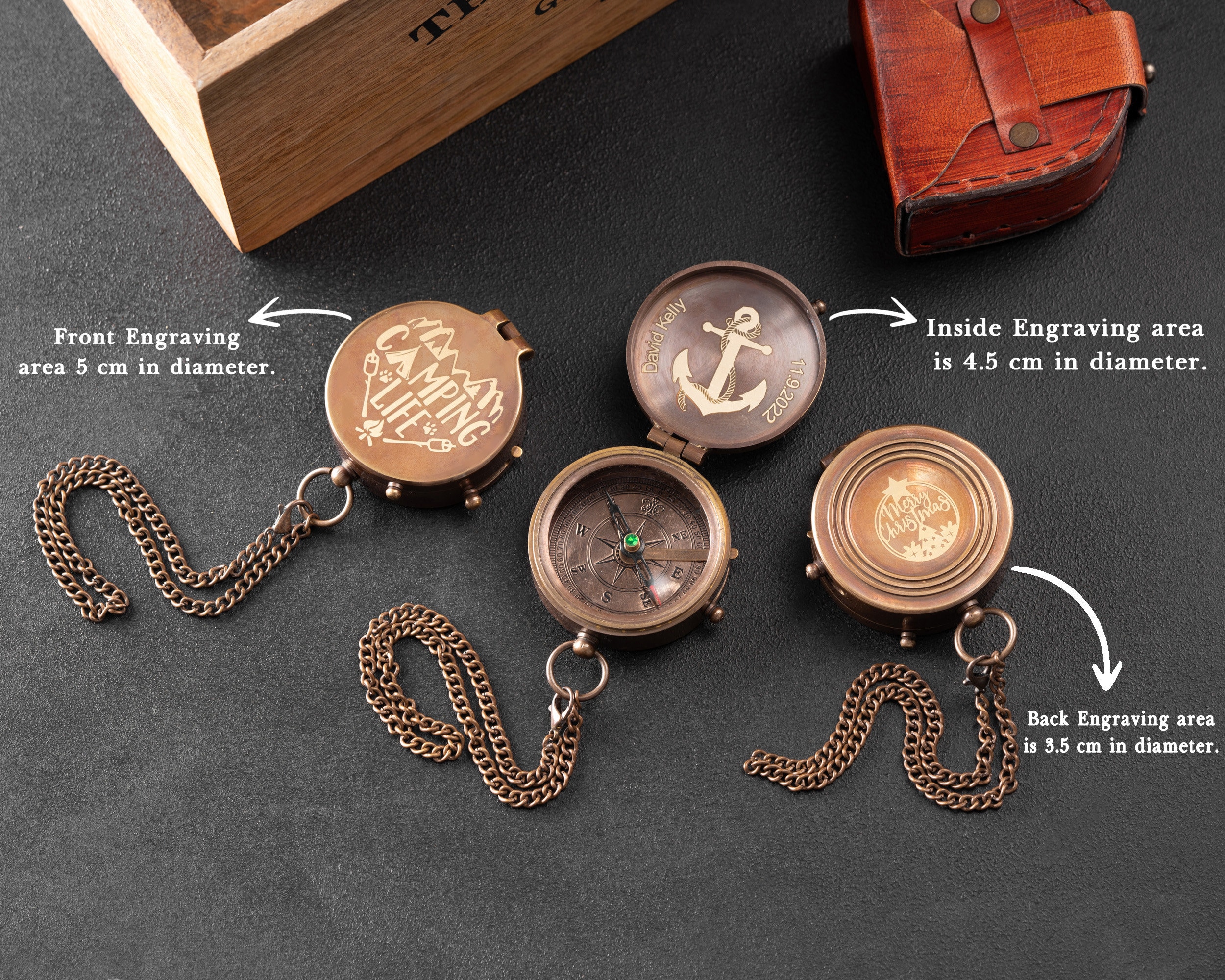 Personalized Christmas Gift Engraved Brass Compass, Valentines Day Gift ...