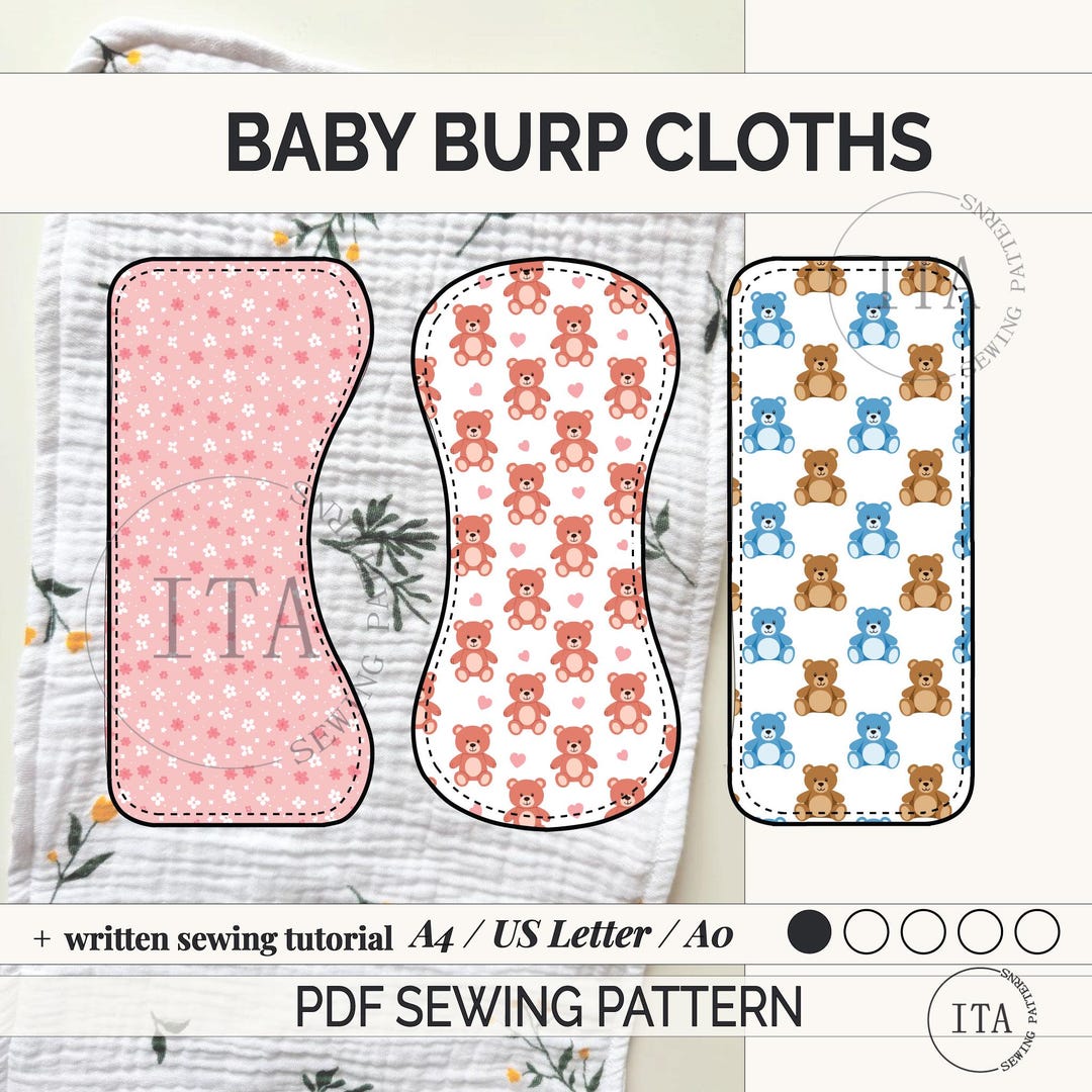 Baby Burp Cloth Sewing Pattern: 3 Styles (PDF Download) Baby and ...