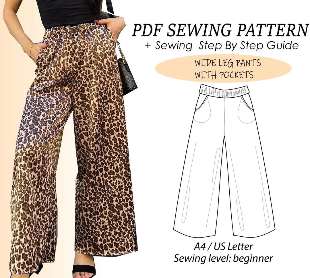 Wide Leg Pants Sewing Pattern: High-waisted Palazzo Style (PDF) - Etsy