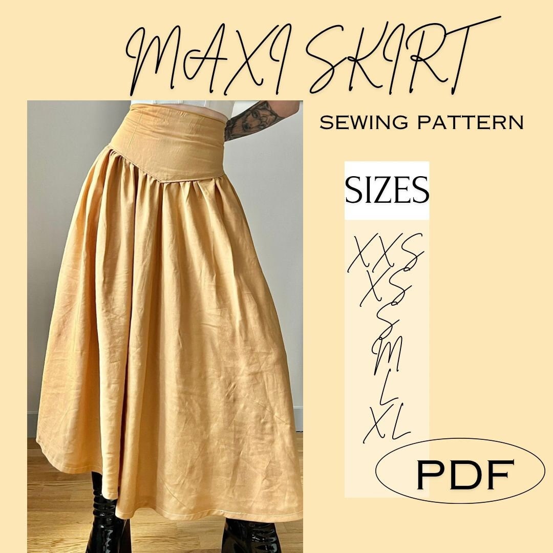 Maxi Skirt Sewing Pattern | XS-XL | Instant Download | Easy Digital PDF ...