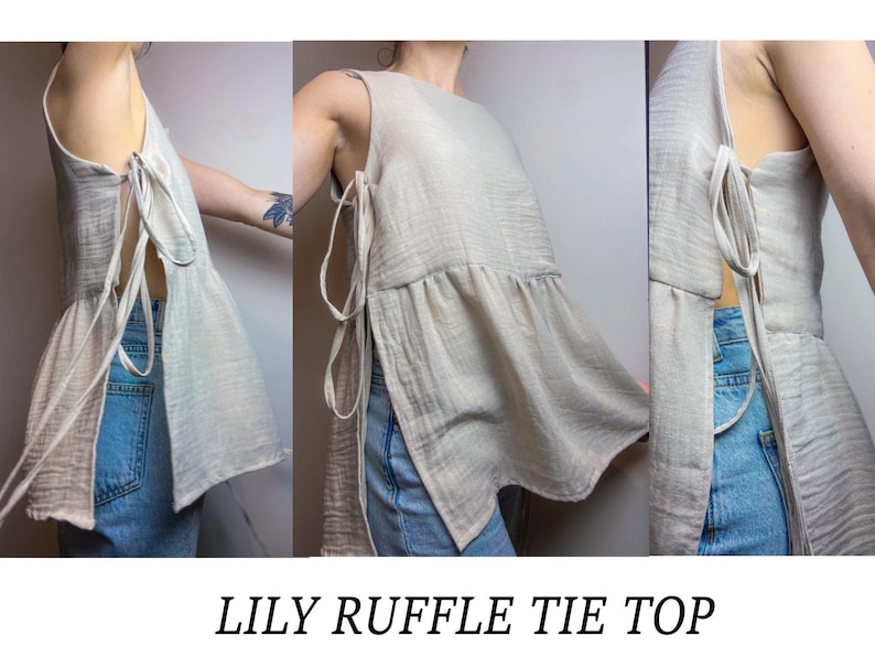 Lily Ruffle Side-tie Top Sewing Pattern: Beginner Women's Blouse (PDF ...