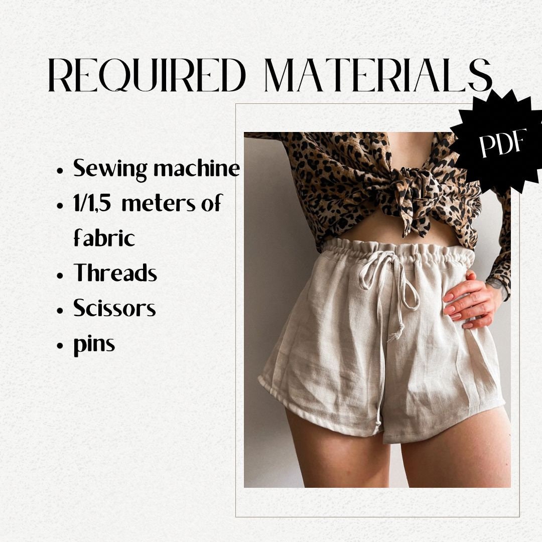 Womens Linen Shorts Sewing Pattern, Sewing Patterns for Women, Easy Shorts Pattern, Beginner ...