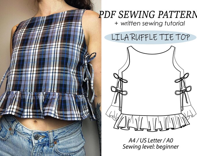 Side Tie Tank Sewing Pattern | Digital PDF Sewing Pattern | Instant ...