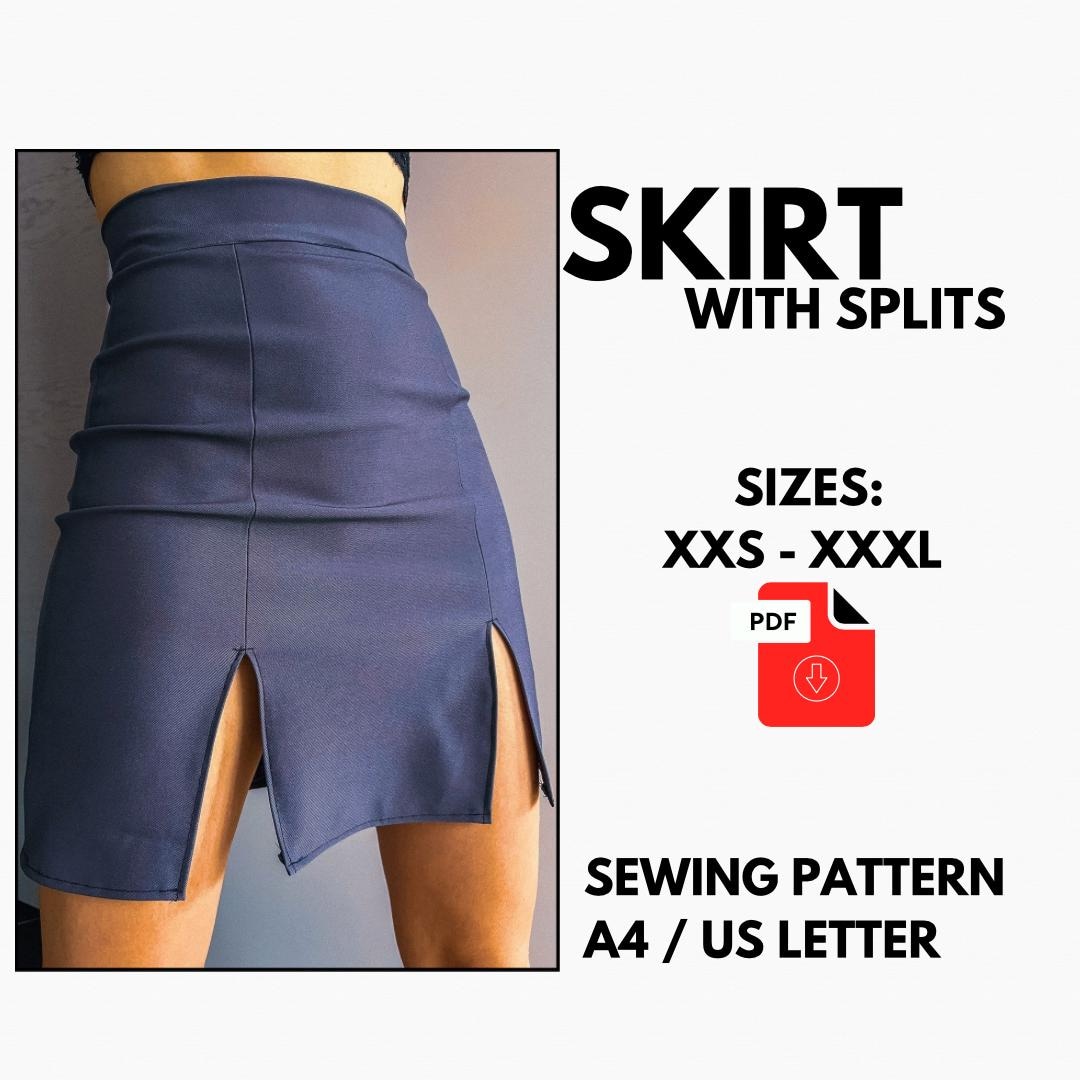 PDF Mini Skirt With Side Slits Sewing Pattern | Women Sewing Pattern ...