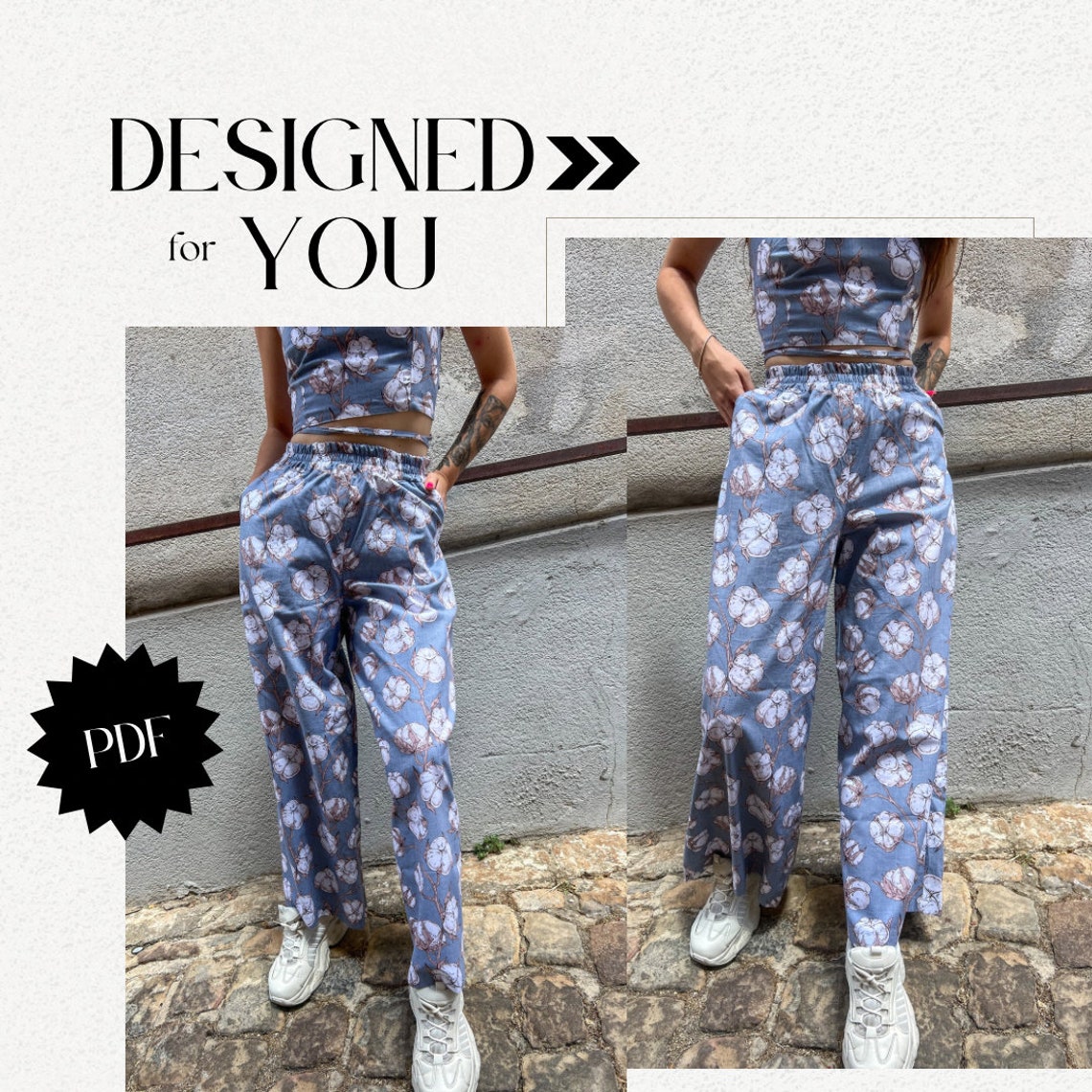 Wide Leg Linen Pants Sewing Pattern: High-waisted Palazzo (PDF) - Etsy