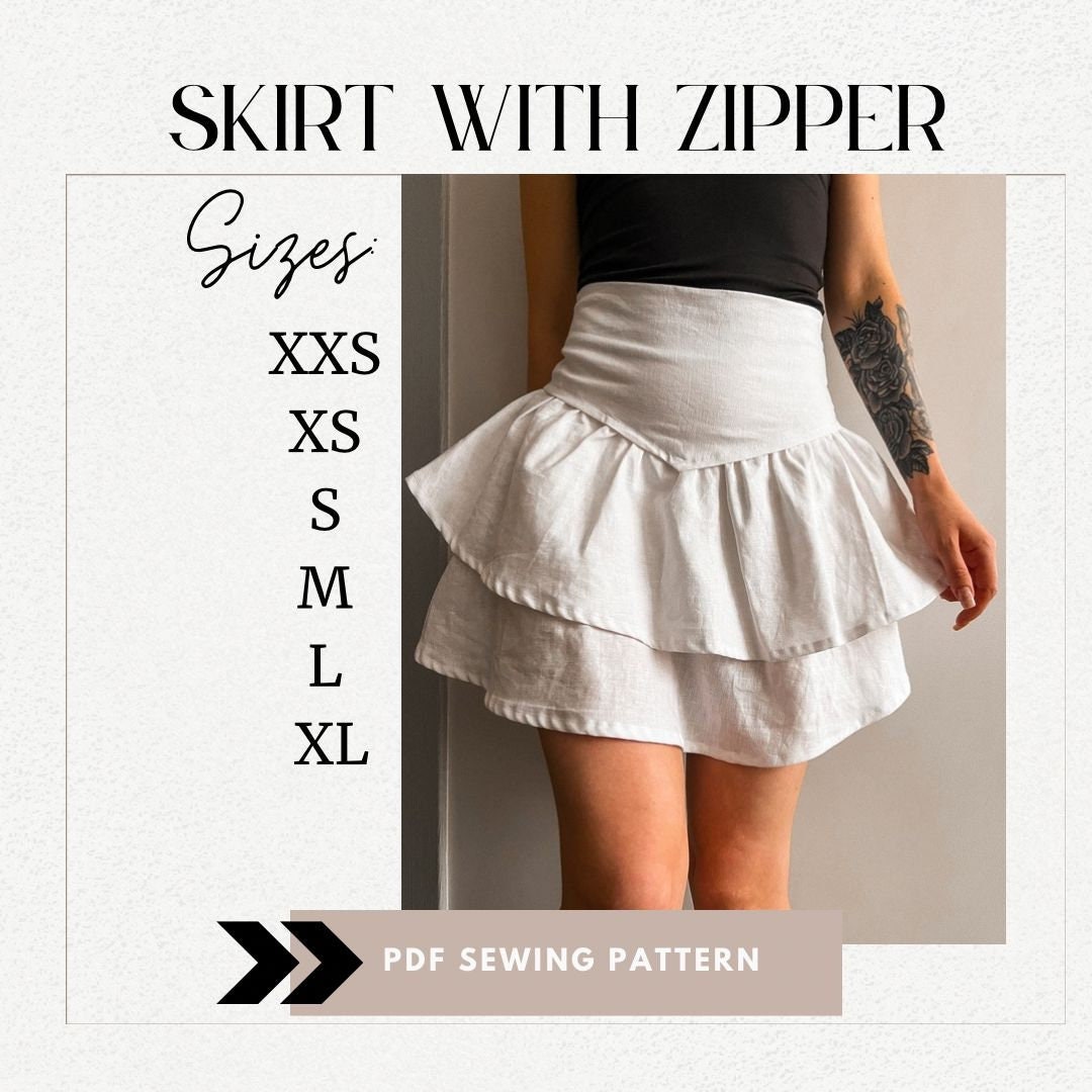 Sewing Pattern Ruffled Skirt Pattern Mini Skirt Sewing Pattern Summer ...
