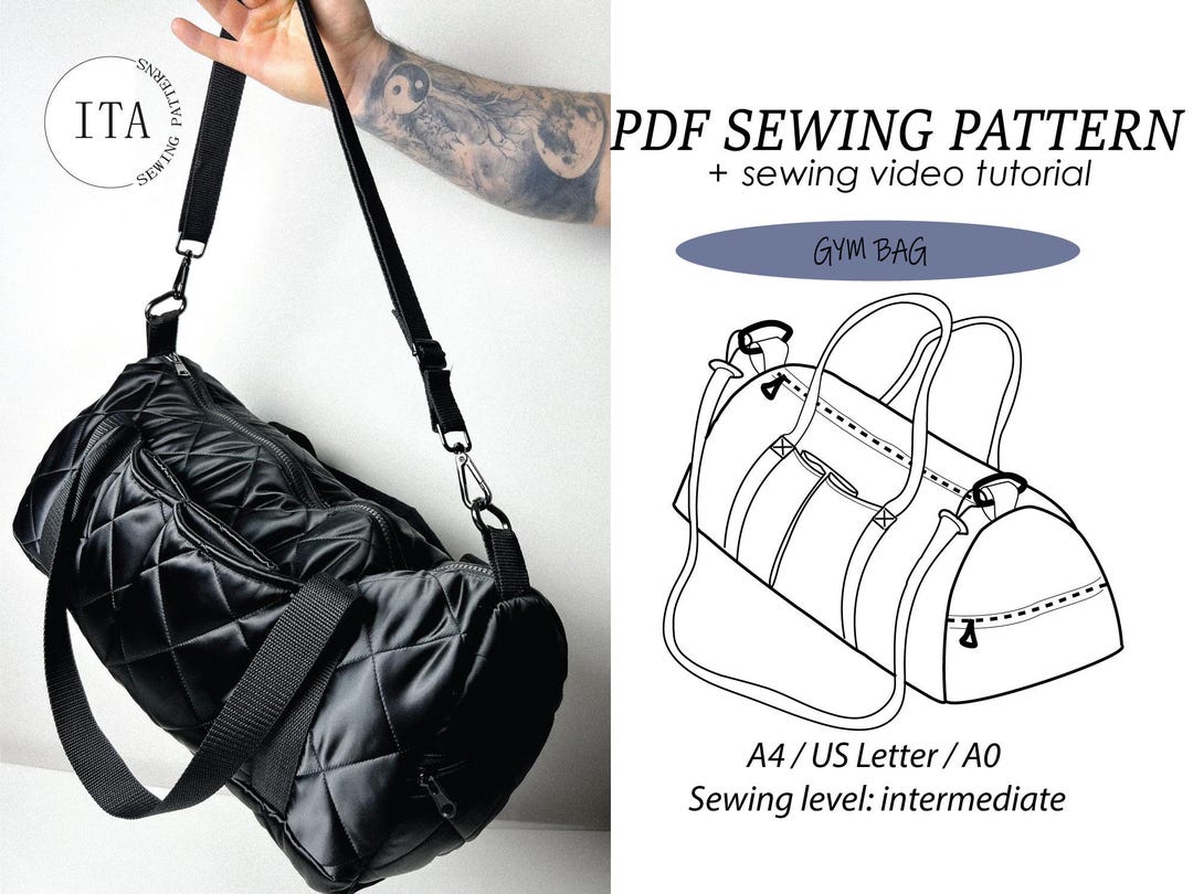 Gym Bag Sewing Pattern: Canvas Duffel Bag With Video (PDF Download ...