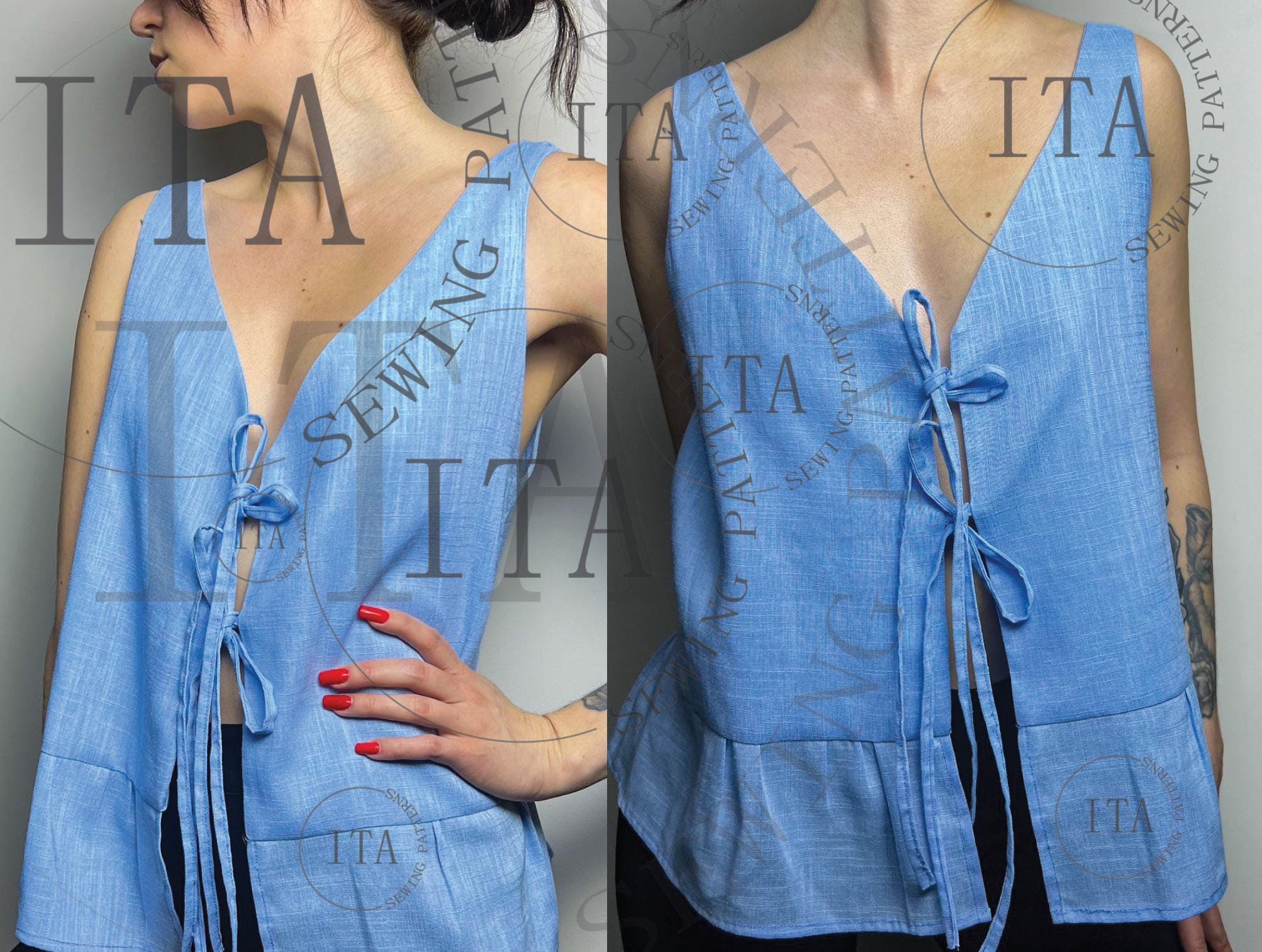 Amy Ruffle Front Tie Tank Sewing Pattern | Digital PDF Sewing Pattern ...