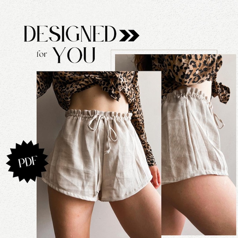 Womens Linen Shorts Sewing Pattern, Sewing Patterns for Women, Easy Shorts Pattern, Beginner ...