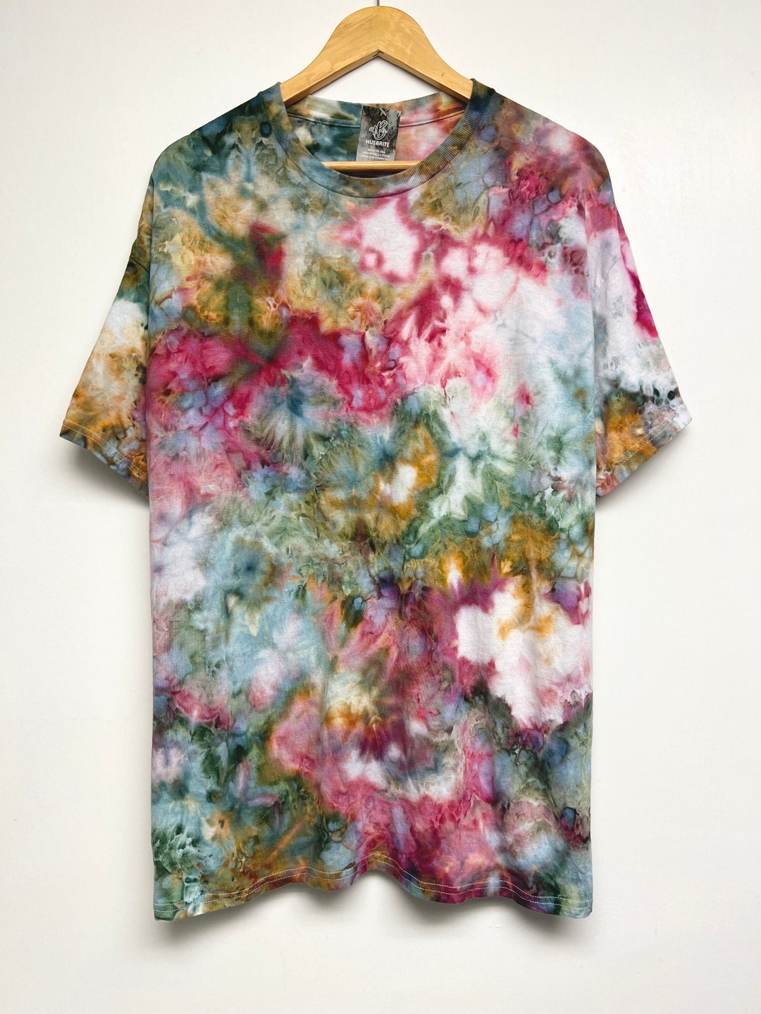 S-5xl,individually Hand Dyed, Red Gold Hunter Black Tie-dye T-shirt ...