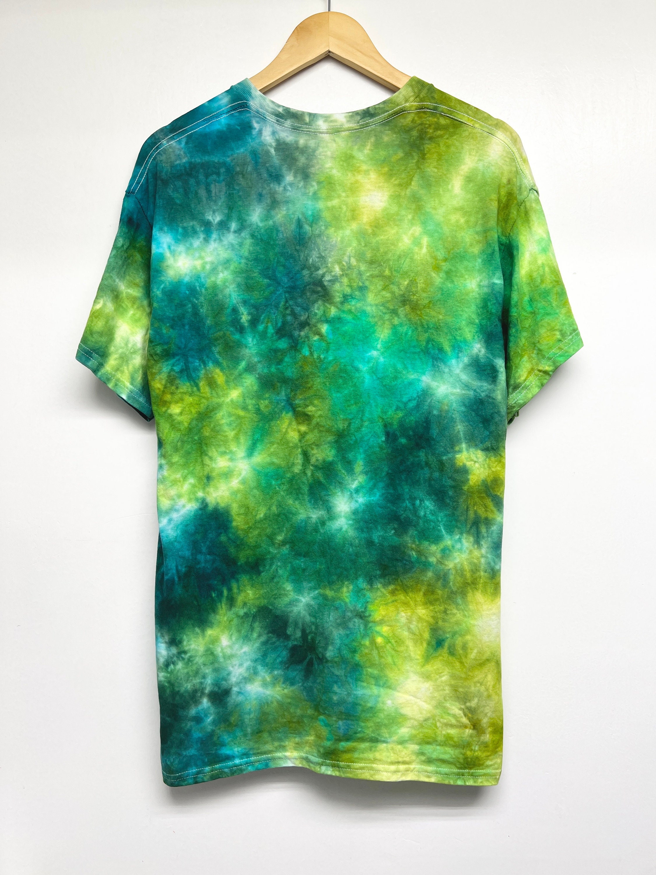 S-5XL, Hand Dyed, Lime Green Blue Water Color Tie Dye T-shirt, Size S ...