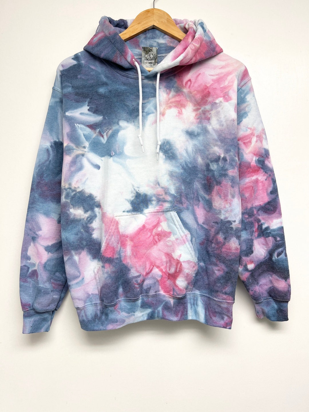 Hand Dyed, S, Navy Pink Tie Dye Hoodie, Unisex Size S, Only One ...