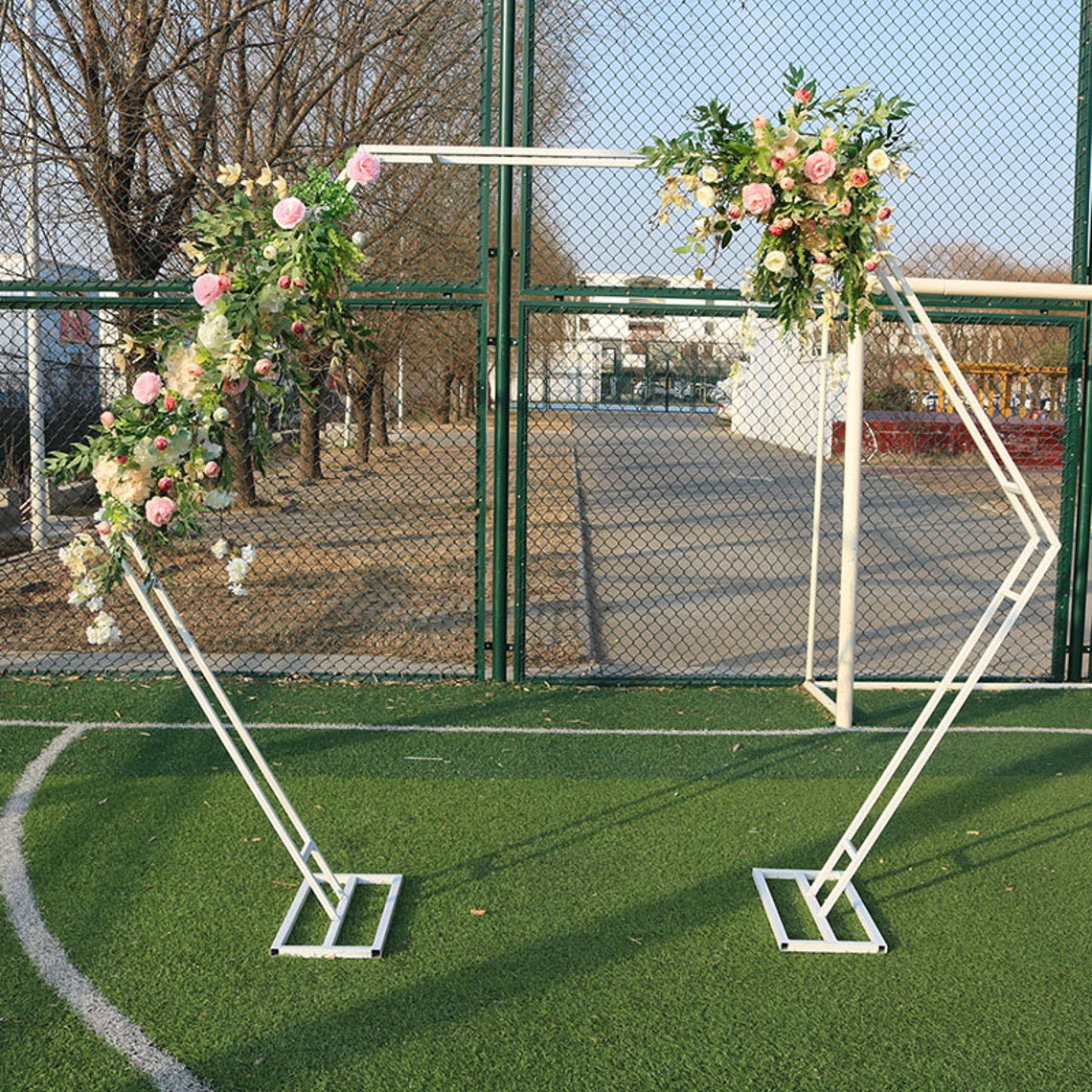 Hexagon Arch Stand Wedding Background Decoration Double Pole Etsy