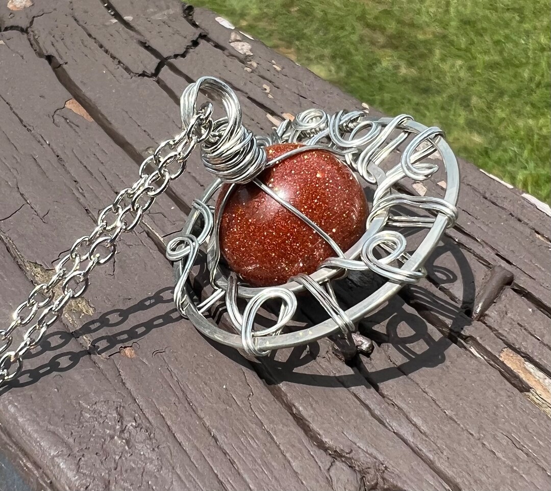 Wire Wrapped Sandstone Saturn Pendant Necklace - Etsy