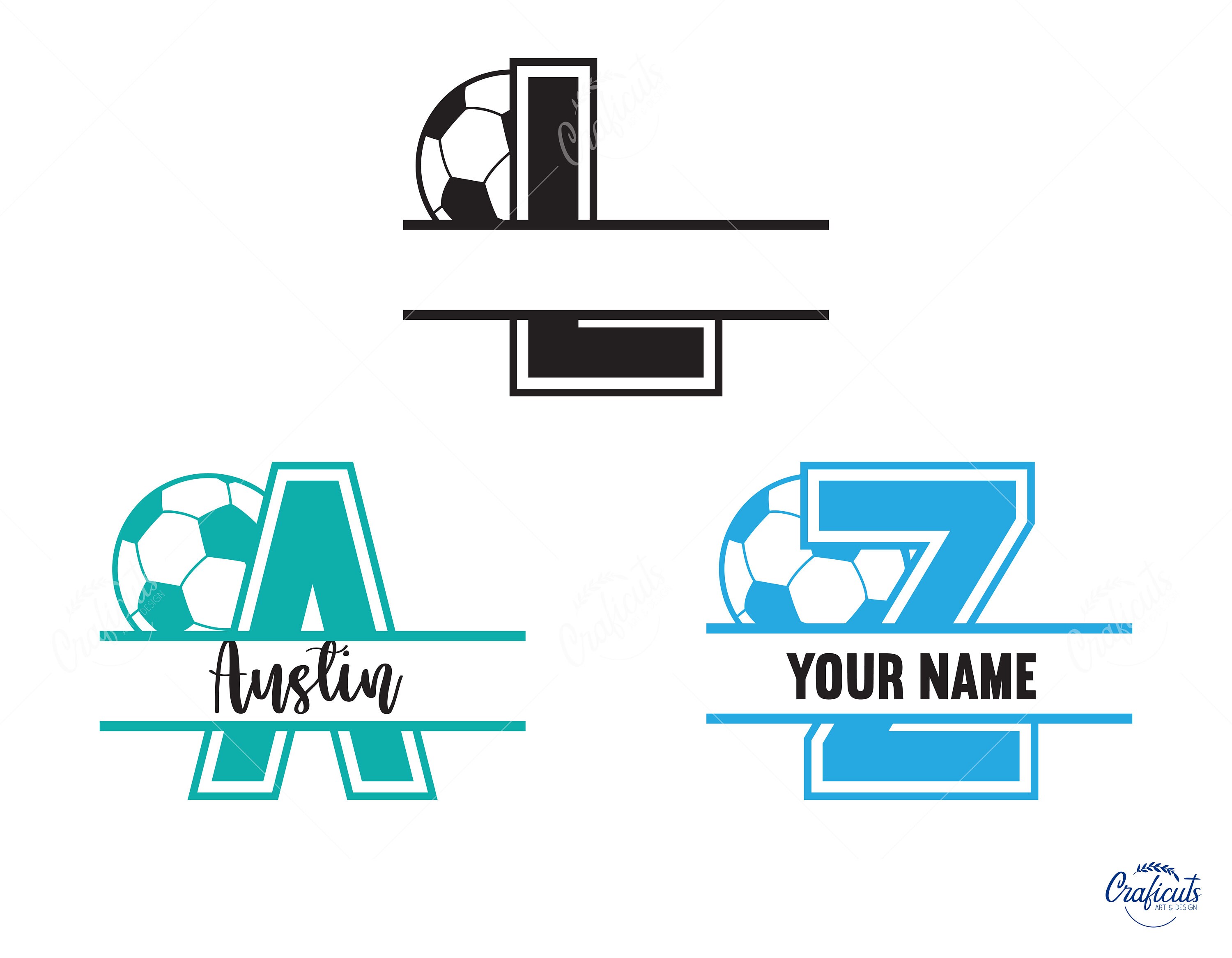 Soccer Split Frame Name SVG, Football Monogram Alphabet Frame SVG ...