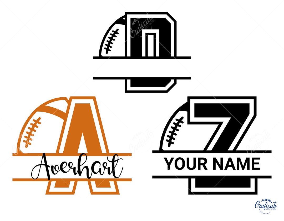 Football Split Frame Name SVG, Sport Monogram Alphabet Frame SVG ...