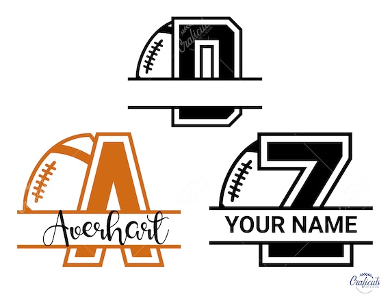 Football Split Frame Name SVG Sport Monogram Alphabet Frame | Etsy