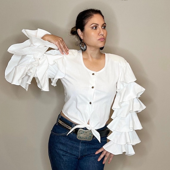 90s ruffle sleeve white - Gem