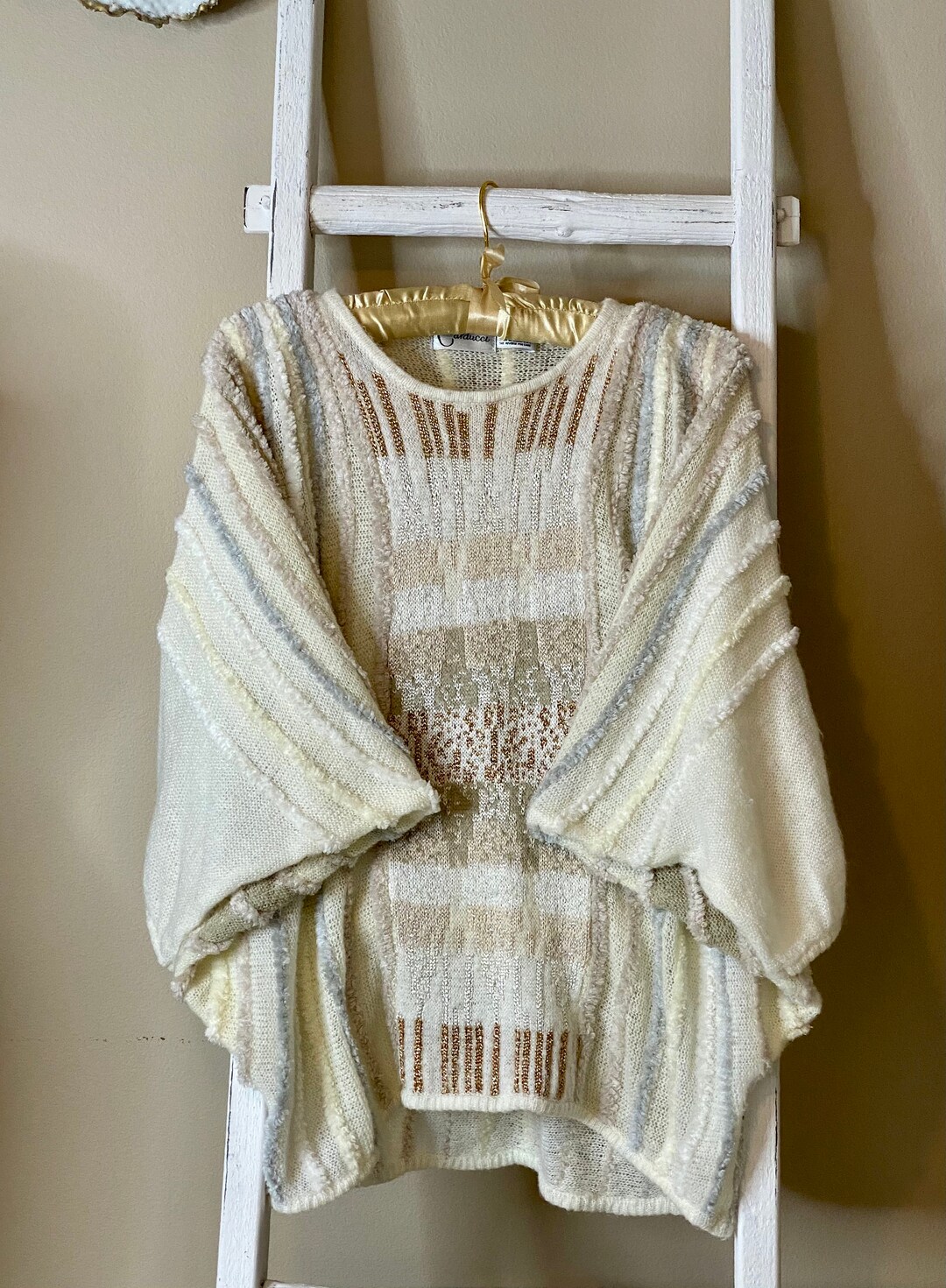 Vintage 80s Carducci Dolman Sleeved Metallic Chenille Sweater Sz ...