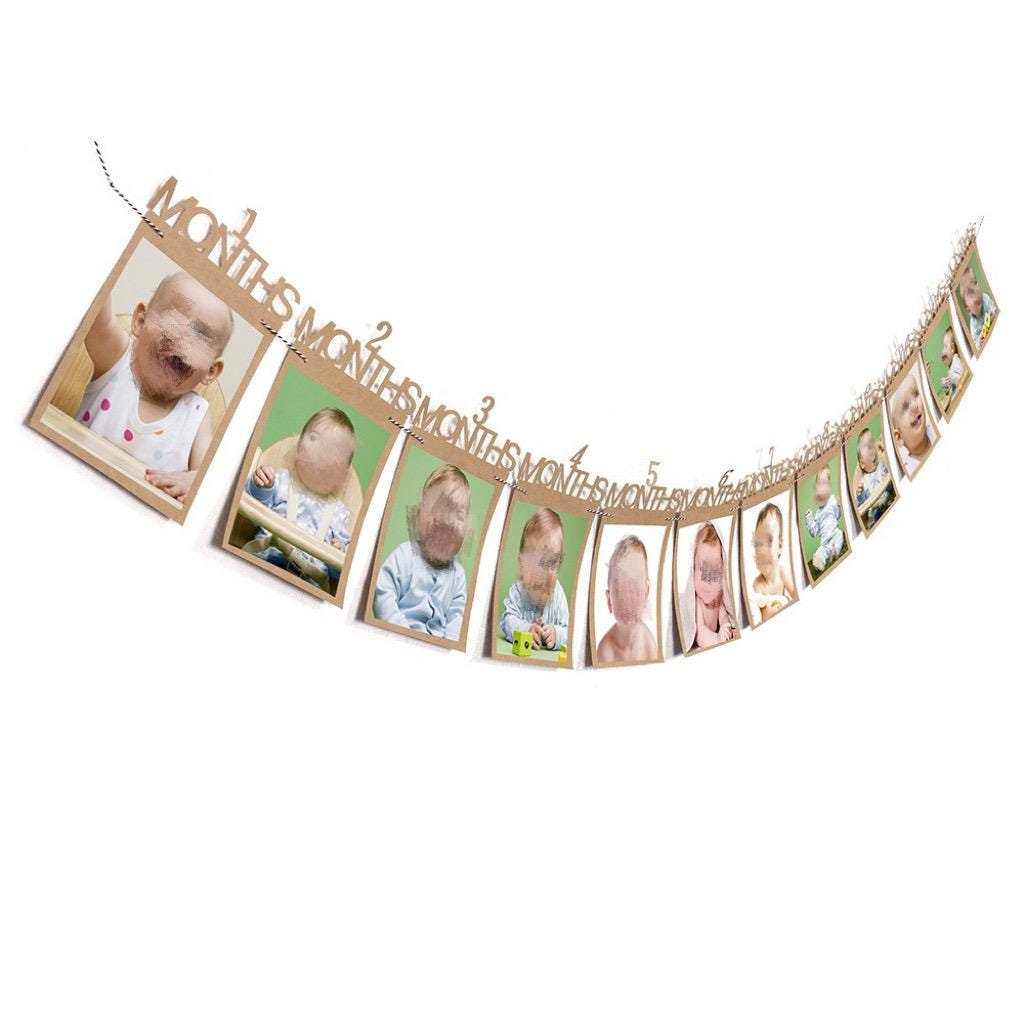 My First Year 1st Birthday Milestones Kraft Garland Photo Banner for ...