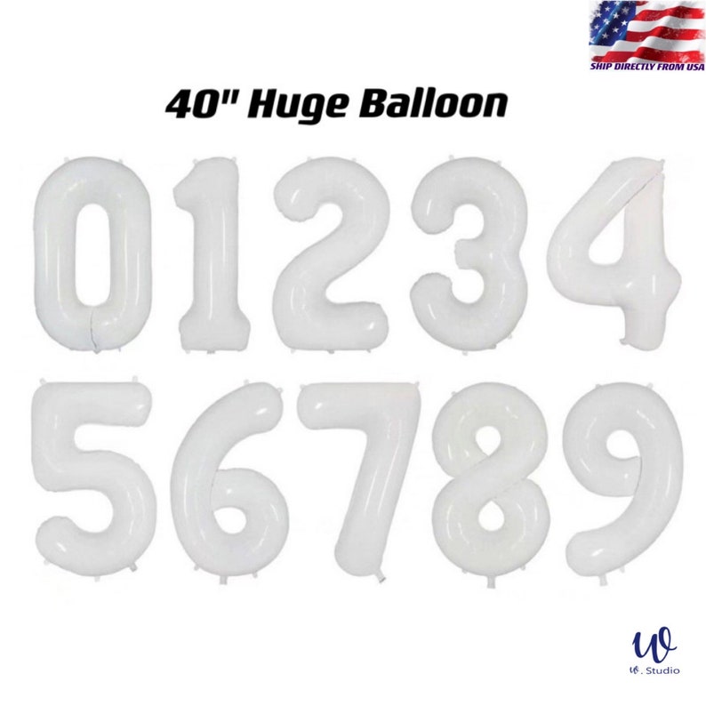 40 Inch Giant Number Balloons Bright White Mylar Party - Etsy