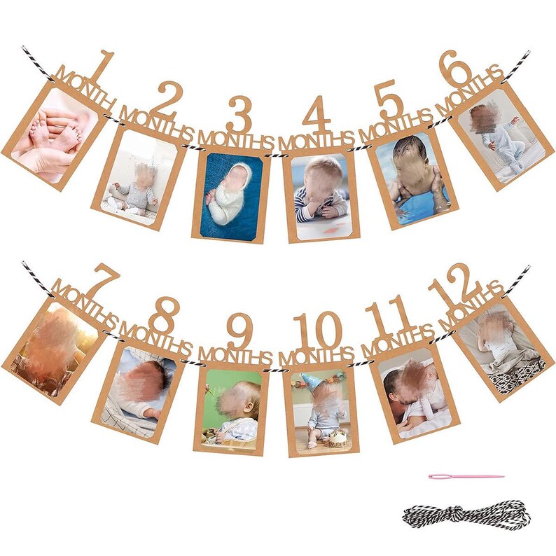 My First Year 1st Birthday Milestones Kraft Garland Photo Banner for ...