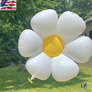 Daisy Flower Themed Mylar Balloon Boho Party Decorations White Yellow ...