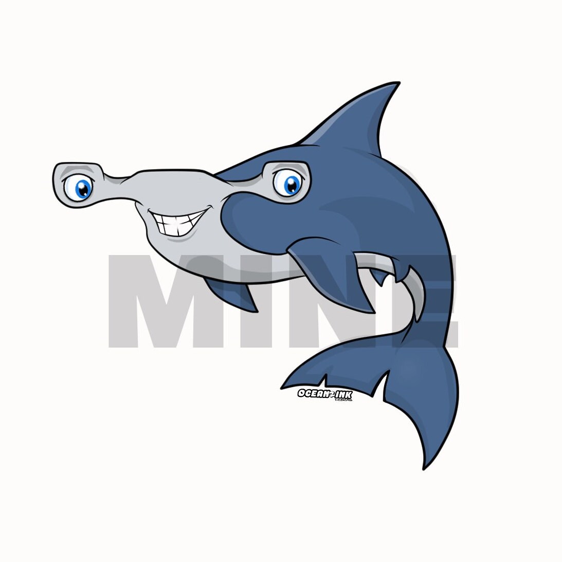 Hammerhead Shark Sticker- 3" | Cute Shark With A Smile Sticker | Fun ...