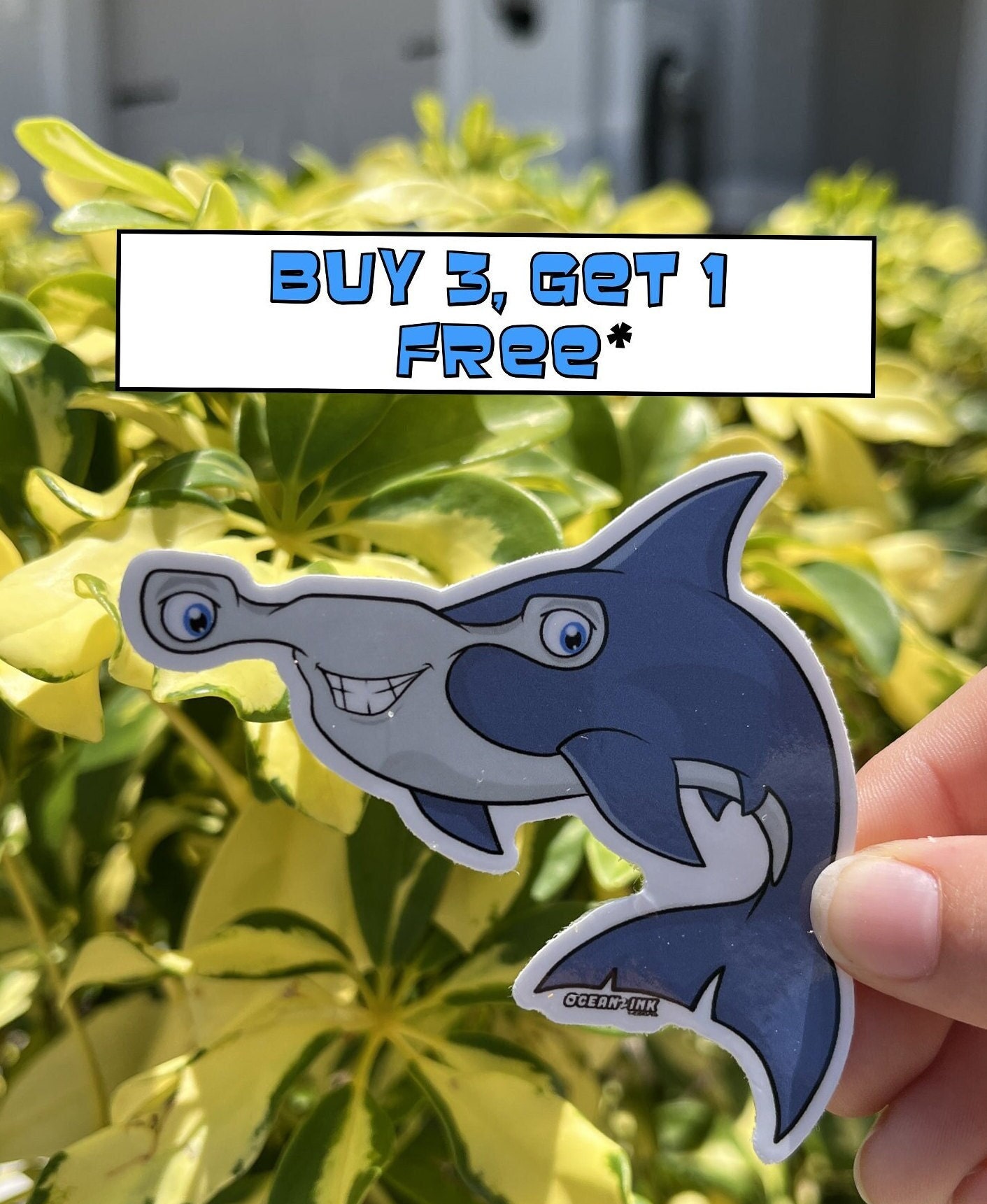 Hammerhead Shark Sticker 3 Cute Shark With A Smile - Etsy