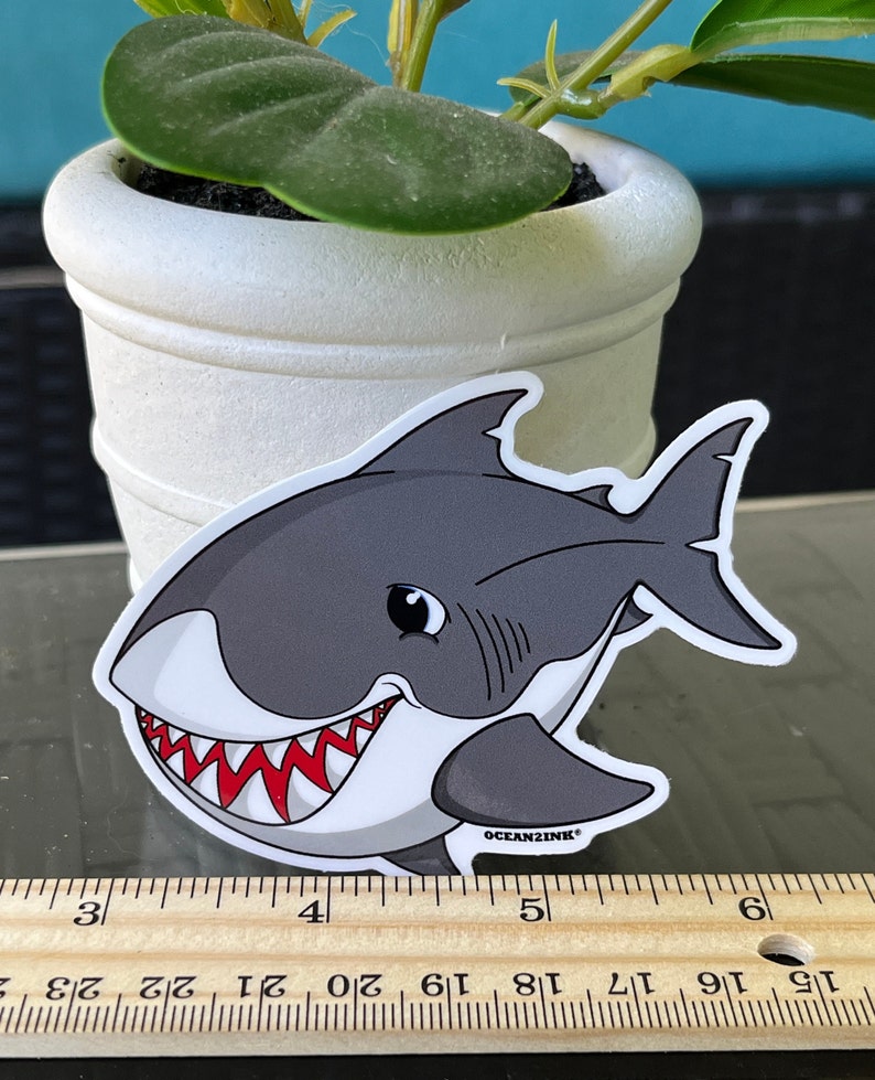 Great White Shark Sticker- 3" | Cute Shark Sticker | Glossy Vinyl - Etsy