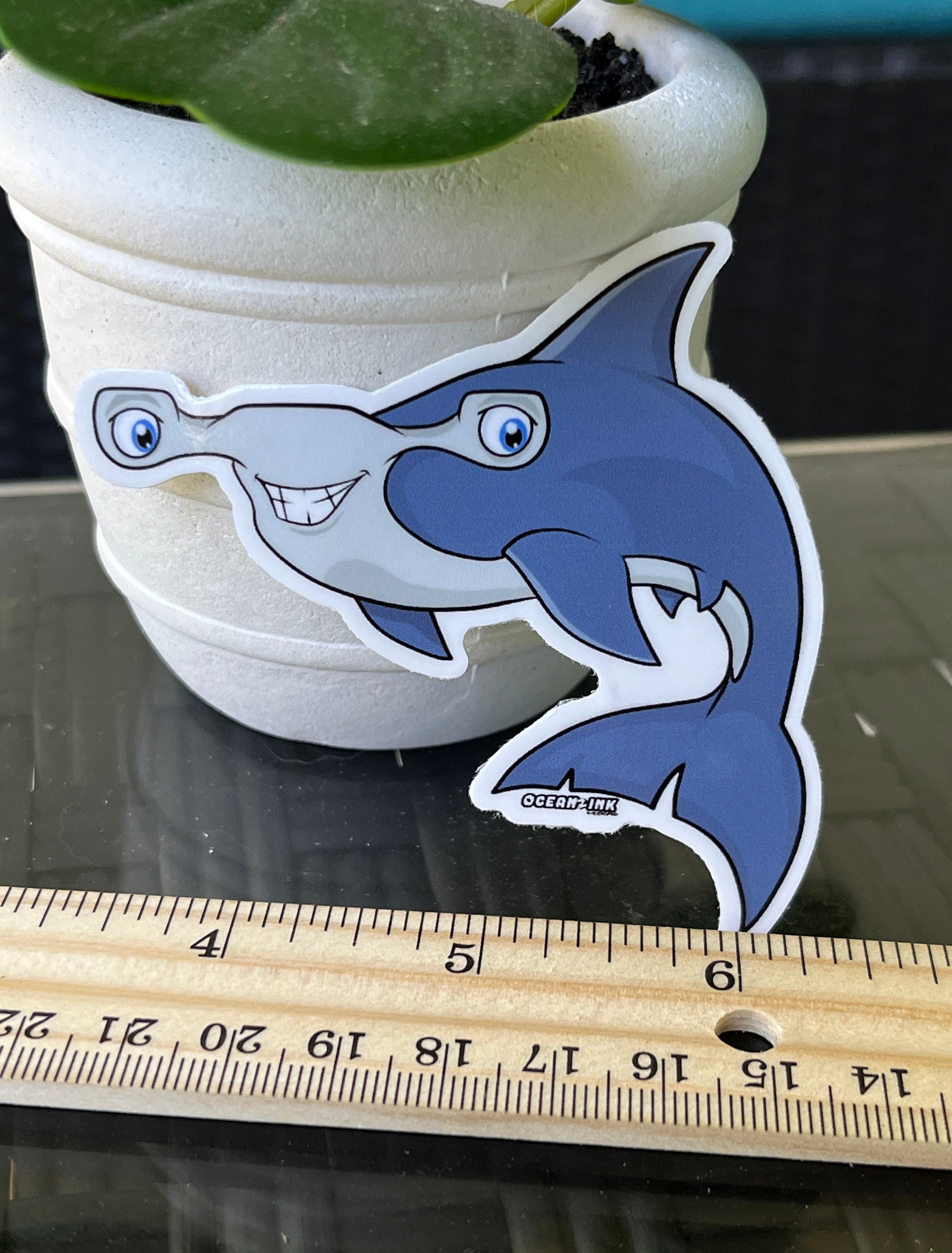 Hammerhead Shark Sticker- 3" | Cute Shark With A Smile Sticker | Fun ...