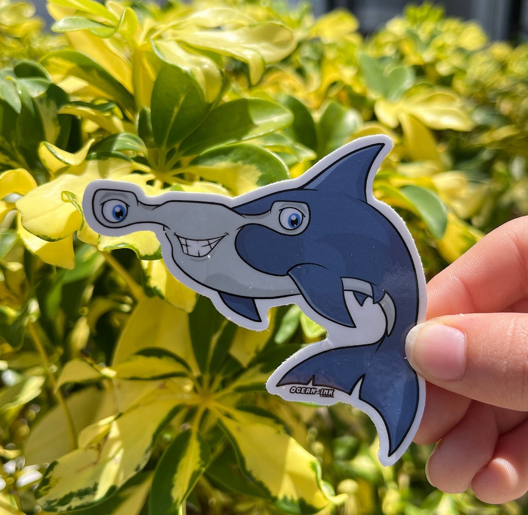 Hammerhead Shark Sticker- 3" | Cute Shark With A Smile Sticker | Fun ...