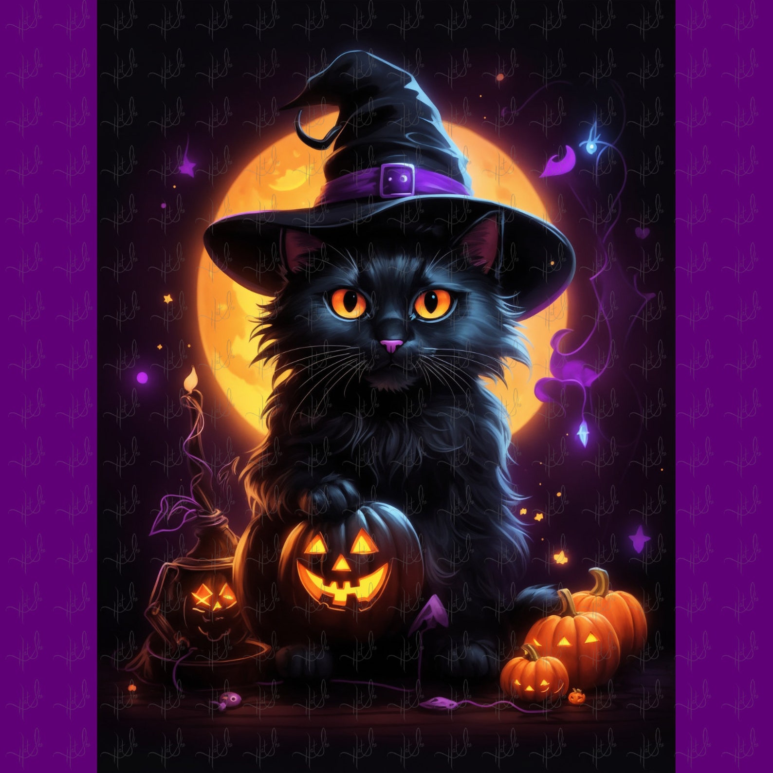 Halloween Black Cat, Pumpkins PNG Digital Download for Commercial Use ...