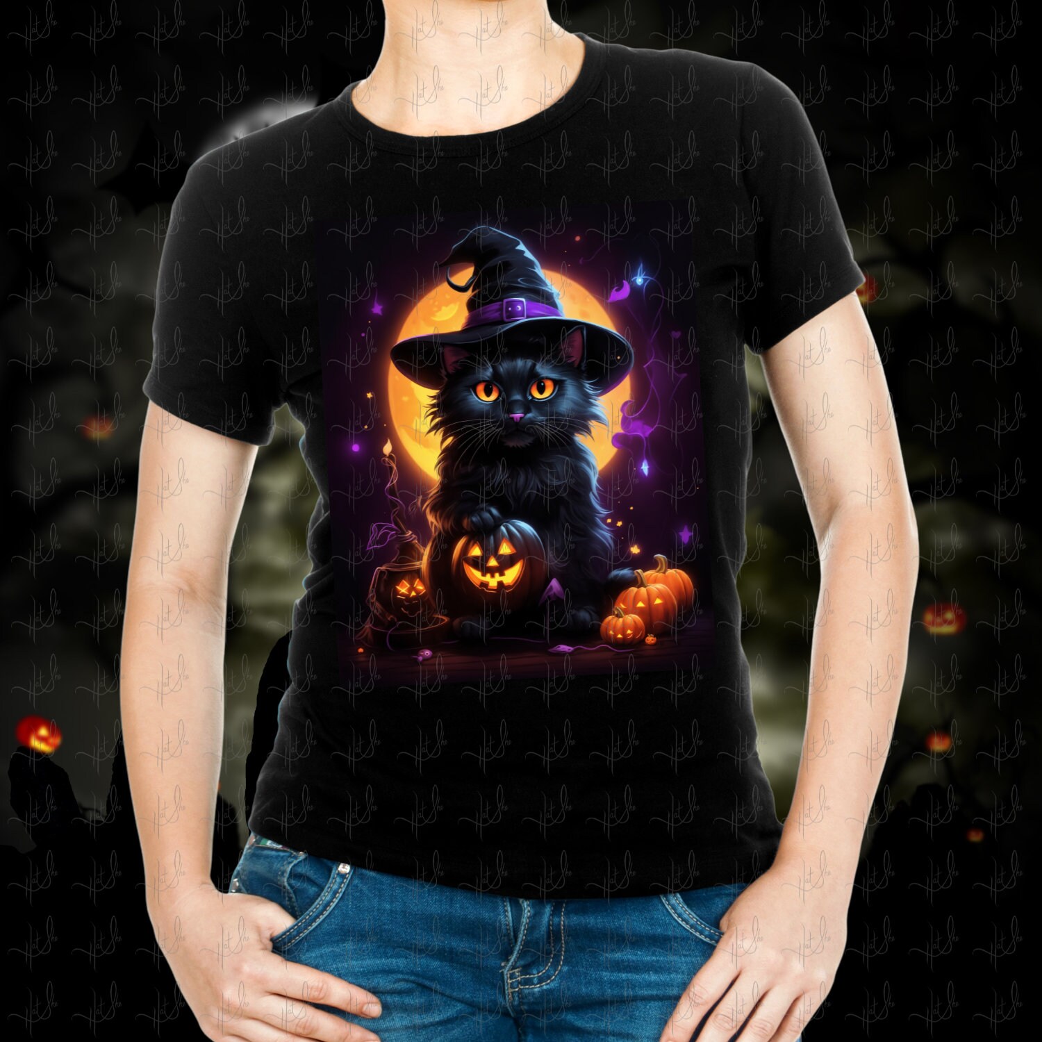 Halloween Black Cat, Pumpkins PNG Digital Download for Commercial Use ...