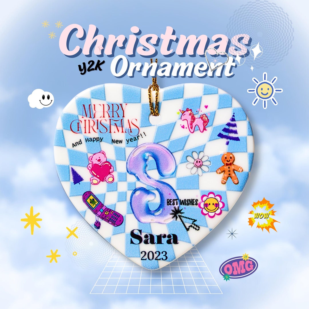 Custom Letter Name Ornament, Custom Y2k Initial Ornament, Personalized ...