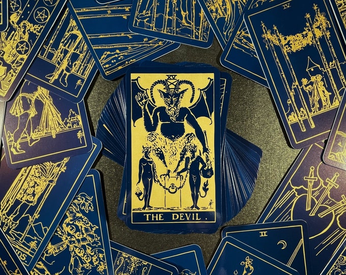 SAME DAY SHIPPING Midnight Blue Tarot Deck With Guidebook - Etsy