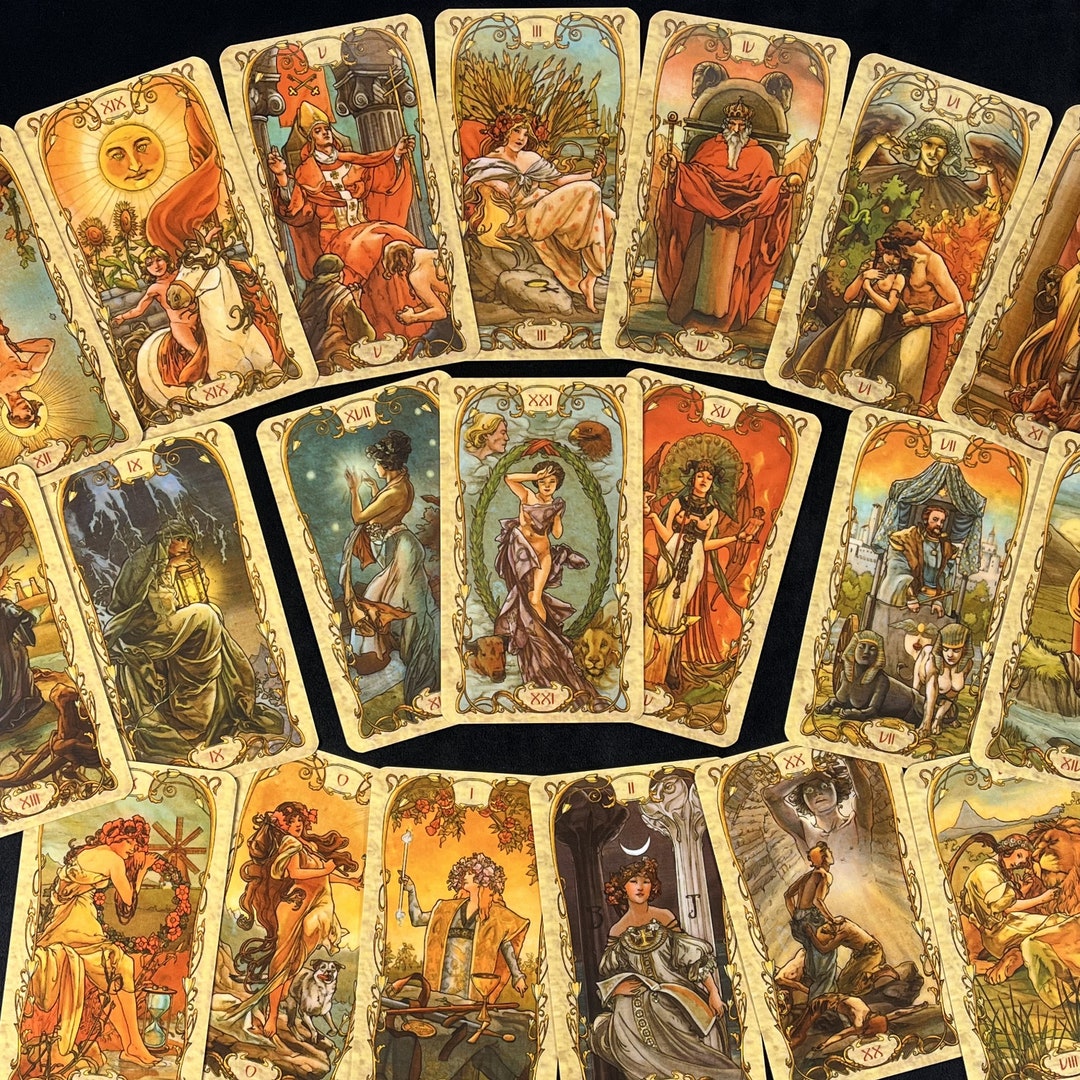 Mucha Tarot Card Deck Borderless, Premium Quality, Full 78 Cards Deck ...