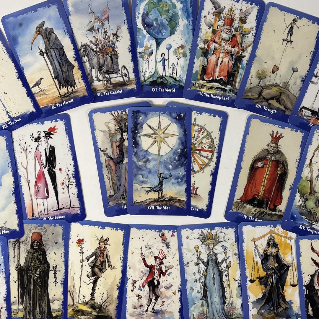 Borderless Tarot Card Deck: 78 Cards With Guidebook - Etsy
