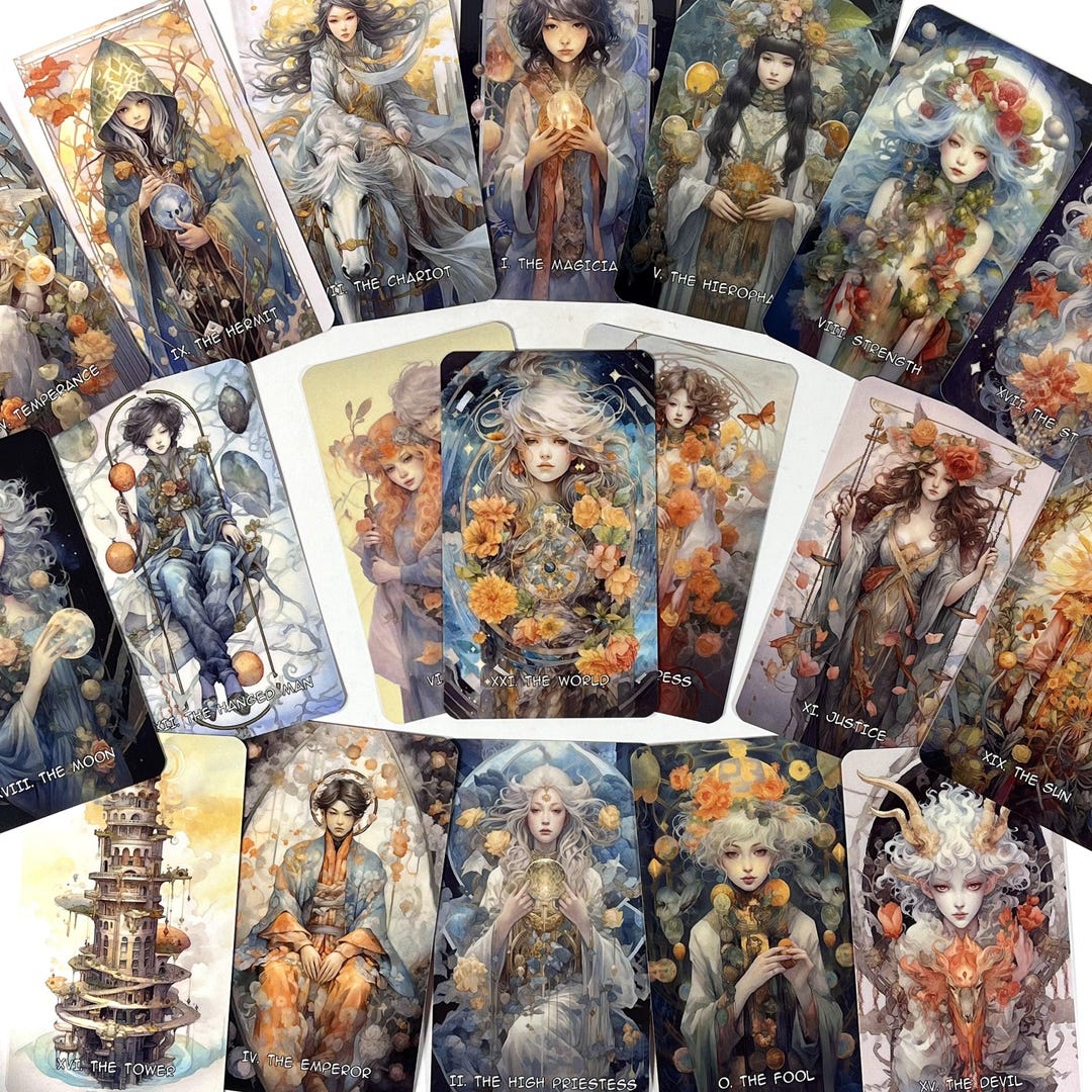 Anime Tarot Card Deck: Borderless With Guidebook - Etsy