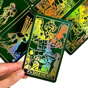 Green Tarot Deck Cards Foil Gold Rainbow, 78 Tarot Cards With Guidebook ...