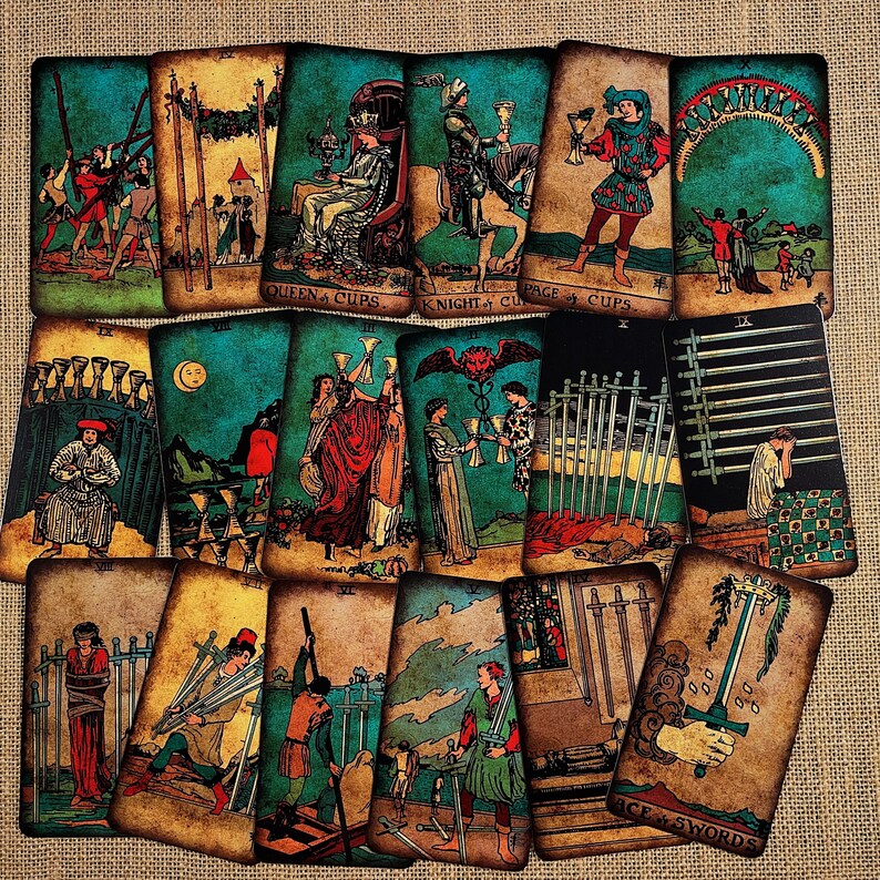Tarot Card Deck Vintage Borderless Tarot Reading Deck for - Etsy Canada
