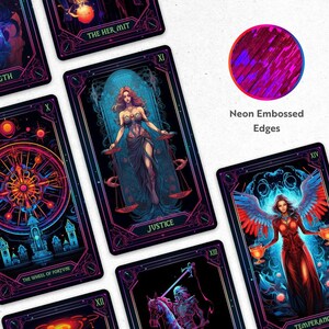 Neon Tarot Deck | 78 Cards Pink Holographic Foil Edges | Psychedelic ...