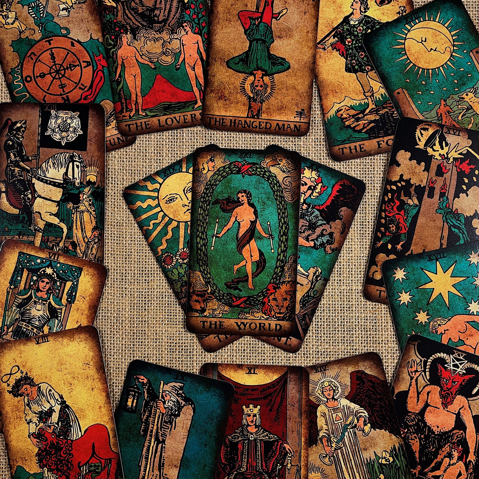Tarot Card Deck Vintage Borderless Tarot Reading Deck for - Etsy Canada
