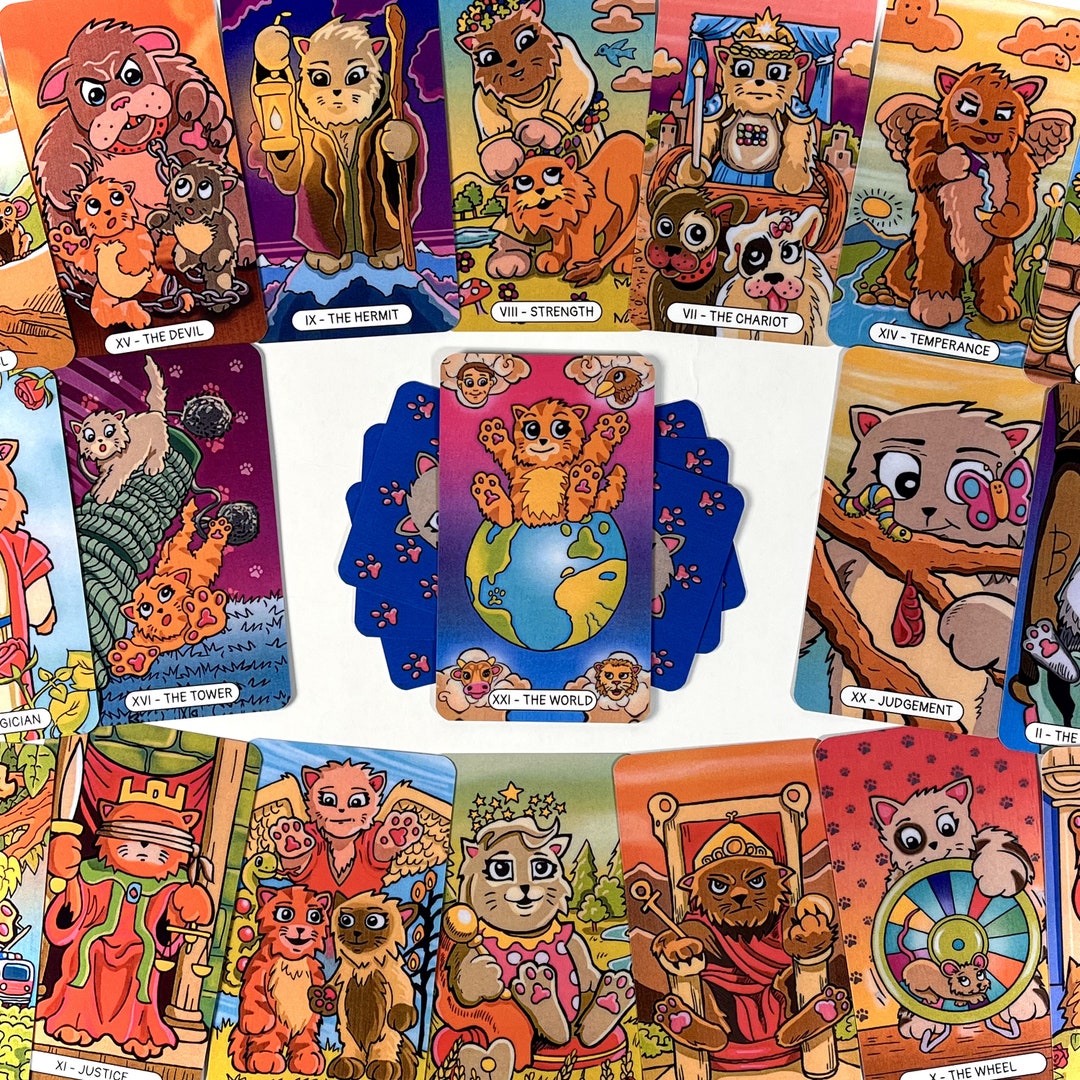 Kitten Tarot Card Deck Borderless, Premium Quality, Full 78 Cards Deck ...