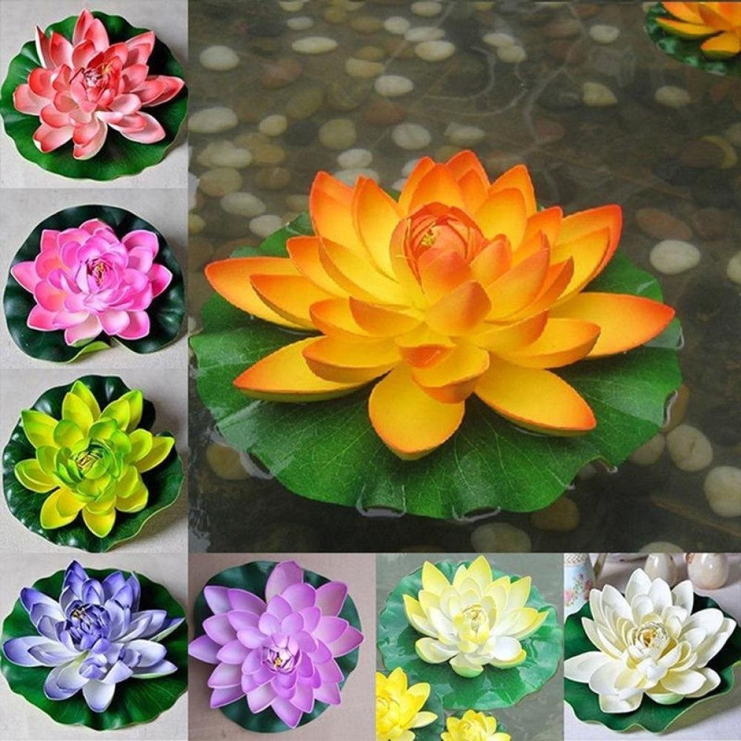 2 PC Floating Artificial Lotus Handmade Flowers Decor Floating Pond ...
