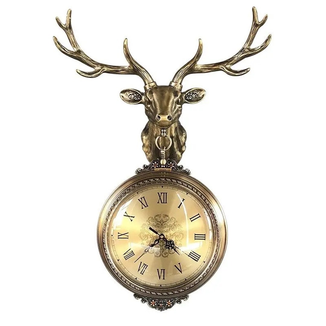 Retro European Double-sided Handmade Deer Head Wall Clock - Etsy