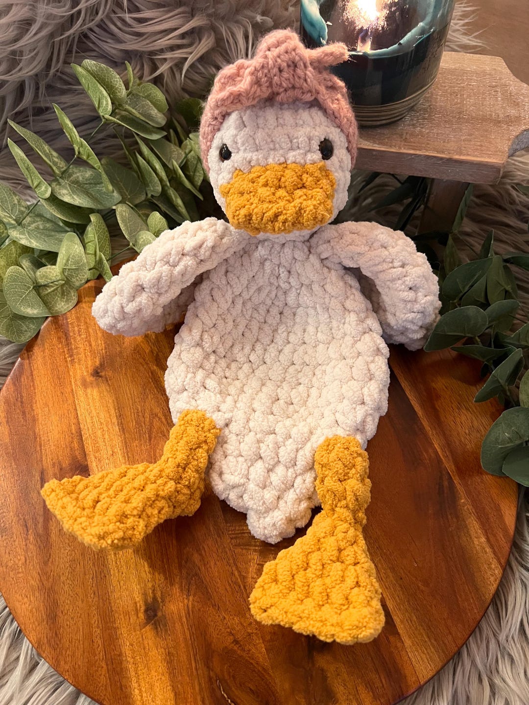 Della Duck, Duck Lovey, Handmade Lovey, Crochet Heirloom, Blanket Body ...