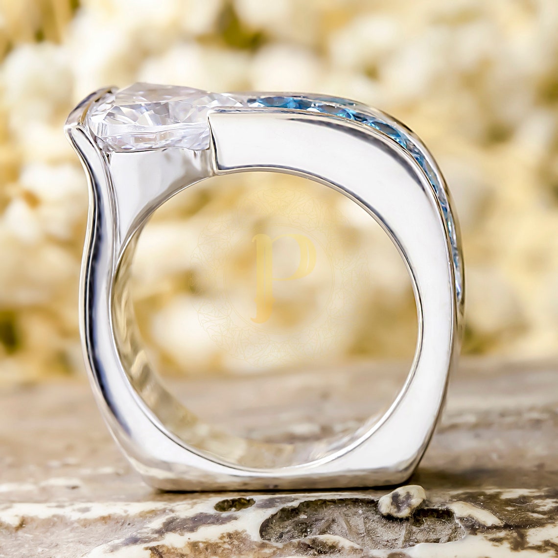 Tension Set & Channel Setting Ring Trillion or Round Diamond - Etsy