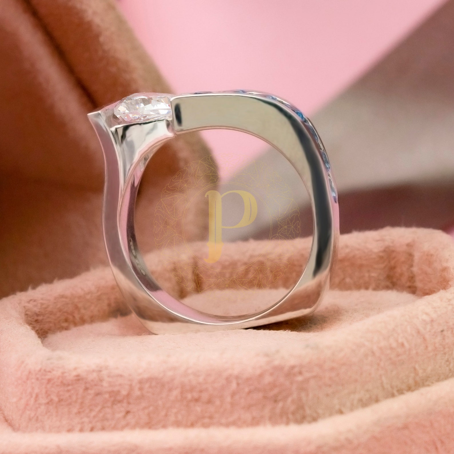 Tension Set & Channel Setting Ring Trillion or Round Diamond - Etsy